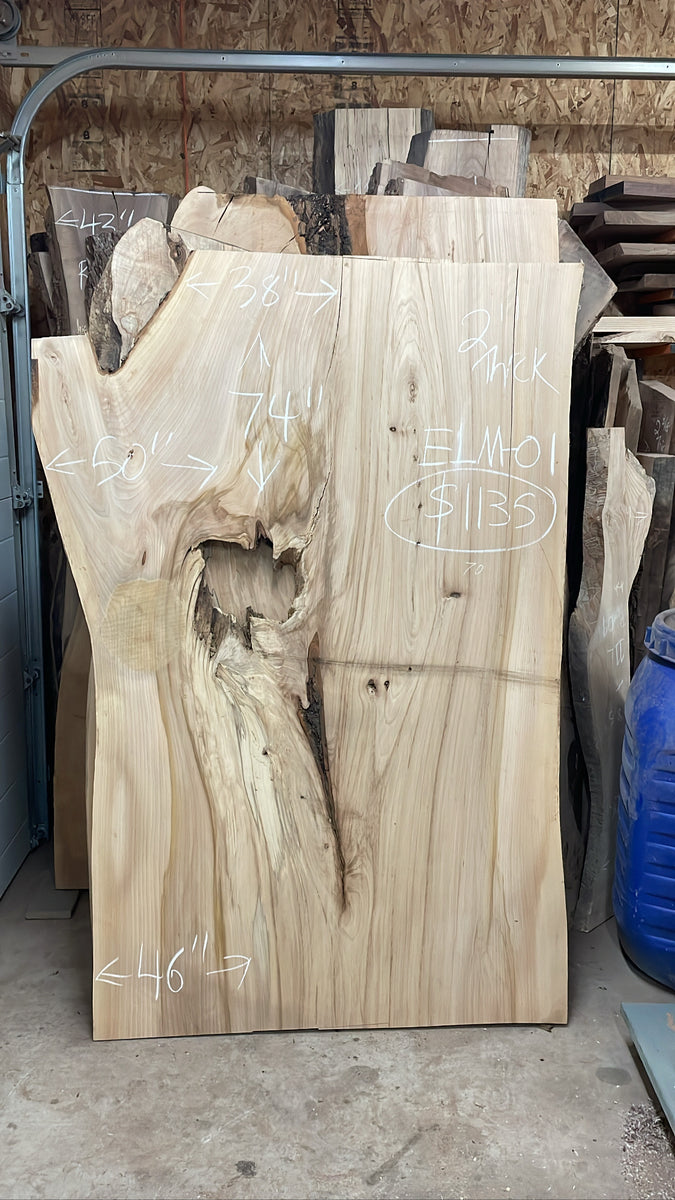 Elm-01 Huge Elm Live Edge Slab – Wood Walker Customs