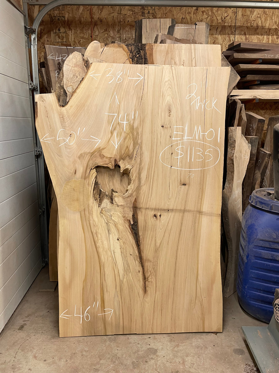 Elm-01 Huge Elm Live Edge Slab – Wood Walker Customs
